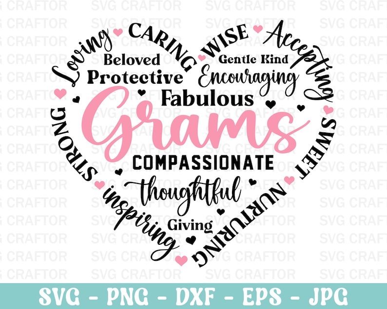 Grams Heart SVG: Mother's Day Typography (digital Download) - Etsy