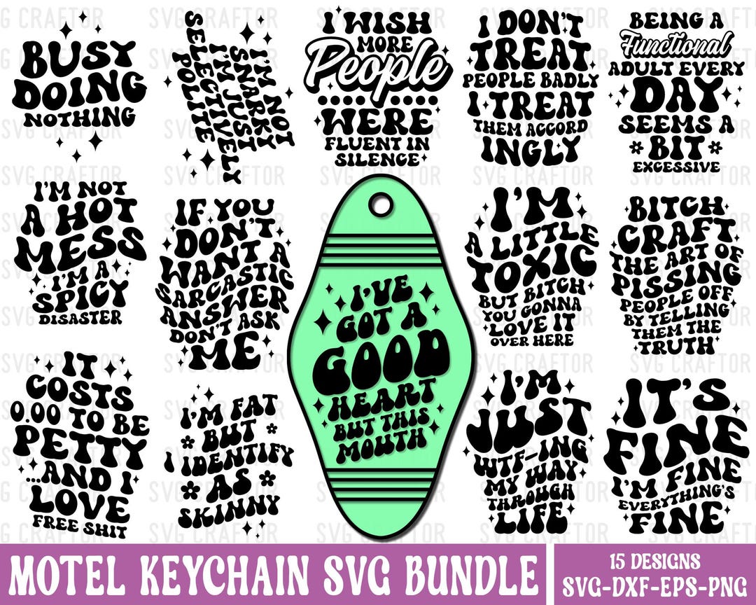 Funny Motel Keychain Quotes SVG Bundle: Adult Humor, Cricut - Etsy