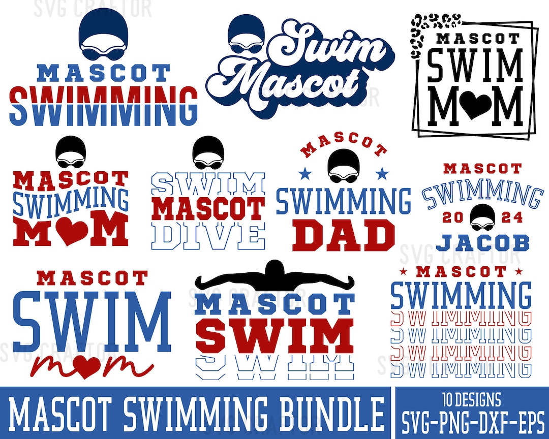 Mascot Swimming SVG Bundle: Swim Team Shirt Designs (digital Download ...