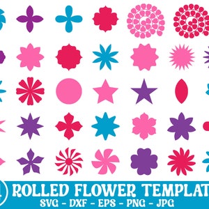 Rolled Paper Flower SVG Bundle: 64 Flower & Leaf Templates (digital ...