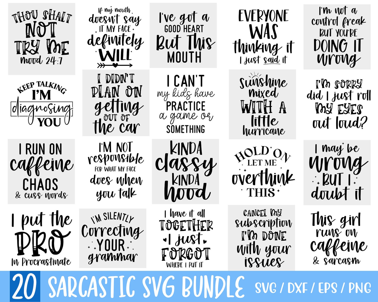 Sarcastic Sayings SVG Bundle: Tumbler & Shirt Designs (digital Download ...
