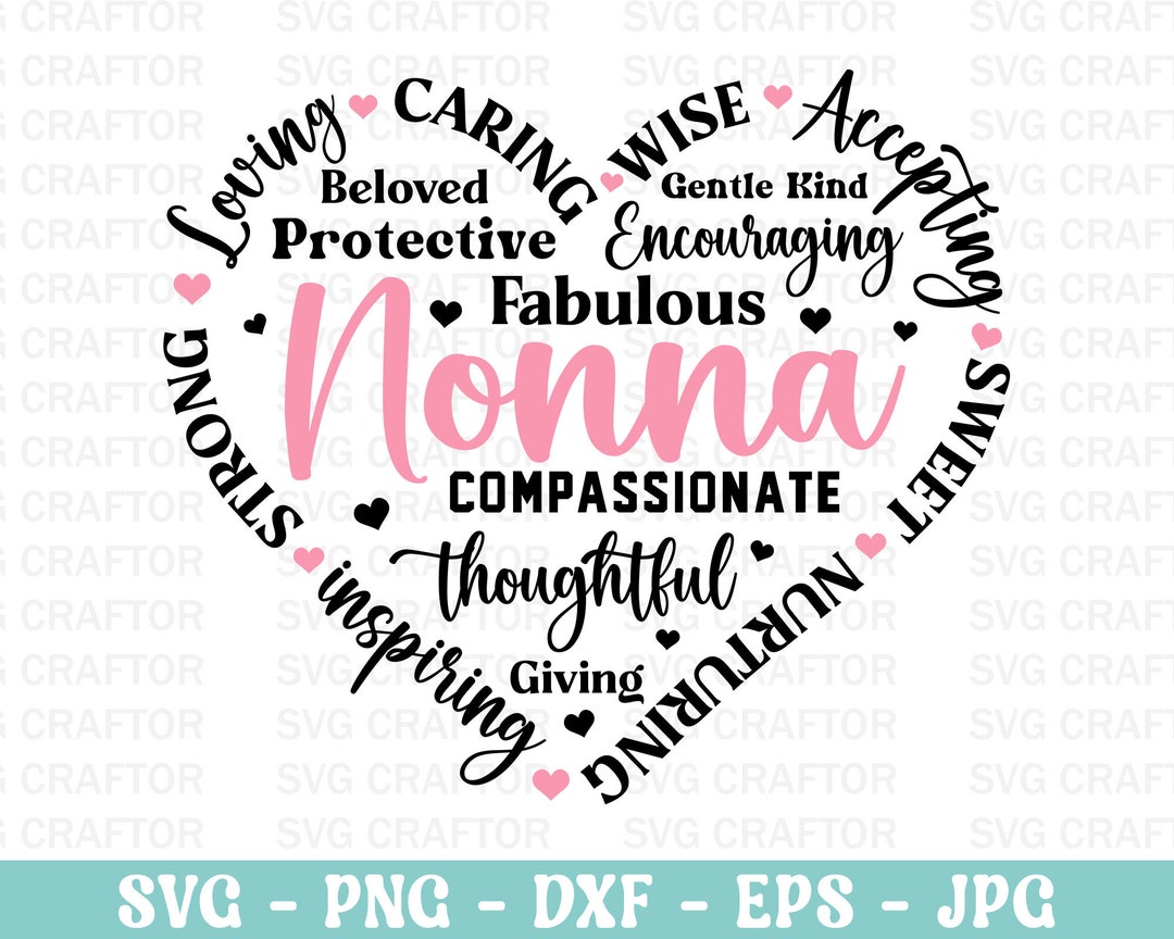 Nonna Heart Shape Svg, Nana Svg, Nonna Shirt, Mama Svg, Heart Svg, Mother Svg, Grandma Svg ...