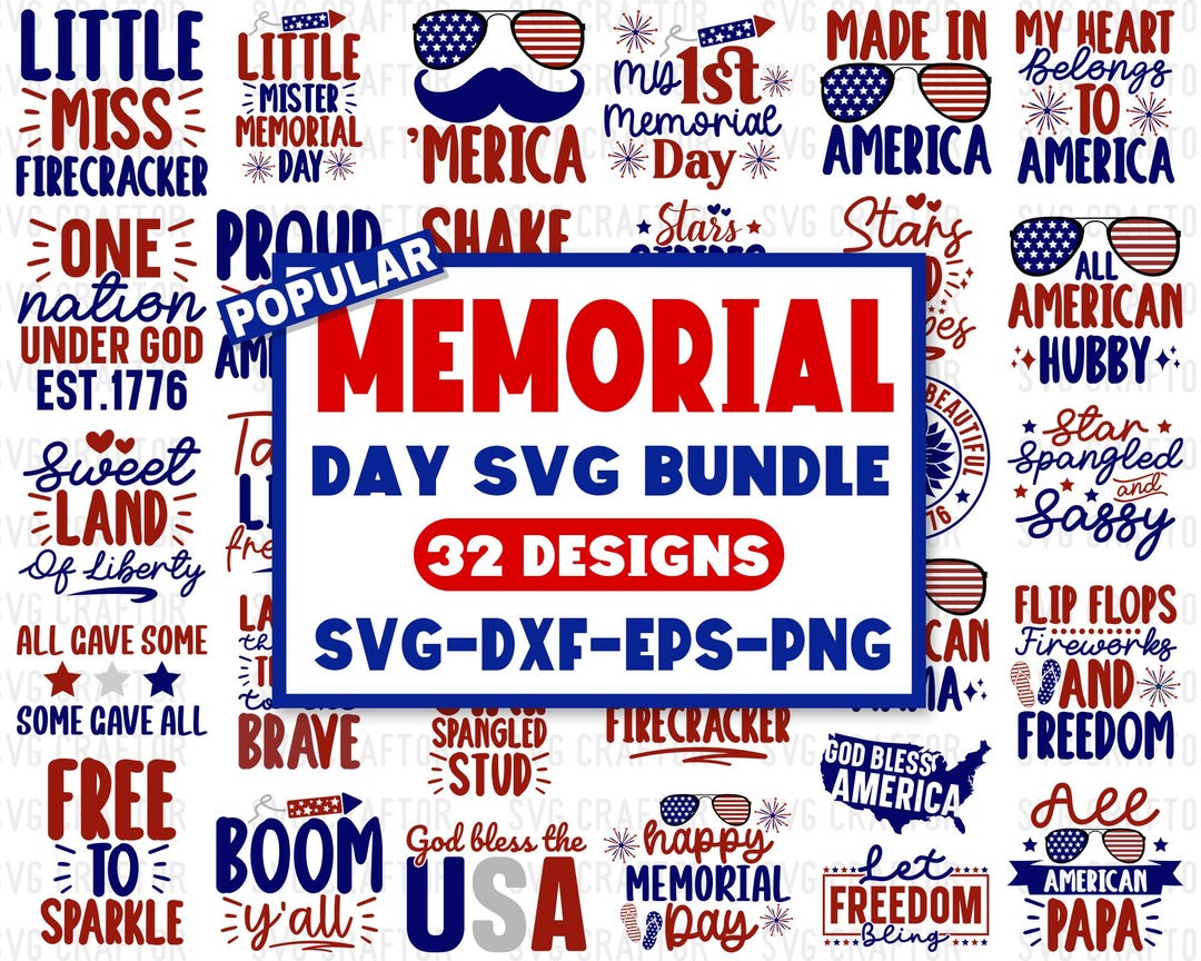 Memorial Day SVG Bundle: Patriotic USA Designs (digital Files) - Etsy