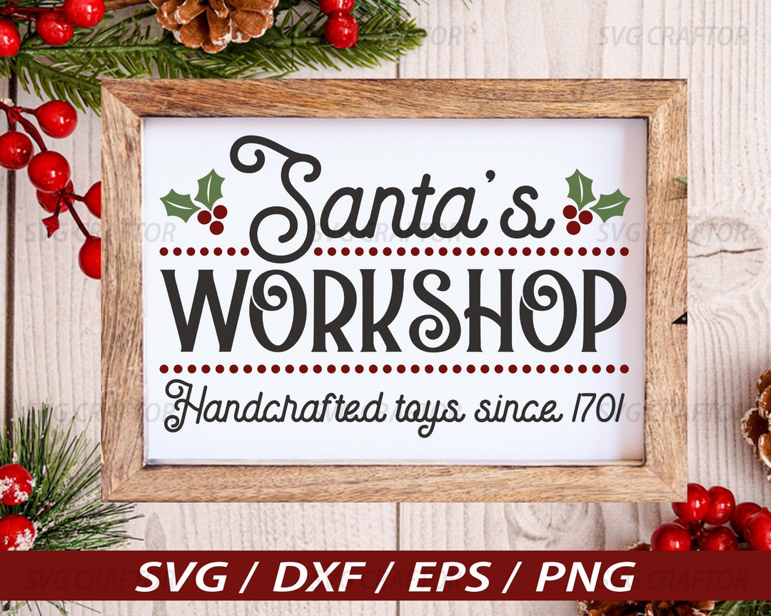 Santa's Workshop Sign Design, Christmas Sign SVG, Christmas Banner Svg ...