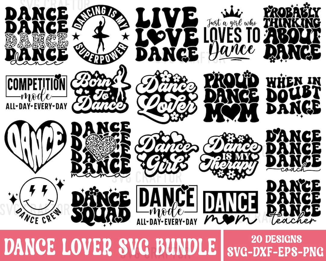 Dance Lover SVG Bundle: Retro Dance Clipart, Cricut & Silhouette Cut ...