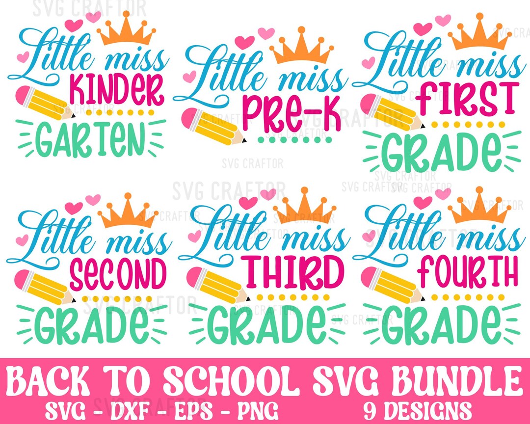 Little Miss Back to School SVG Bundle: Pre-k - 1st Grade (digital Files ...