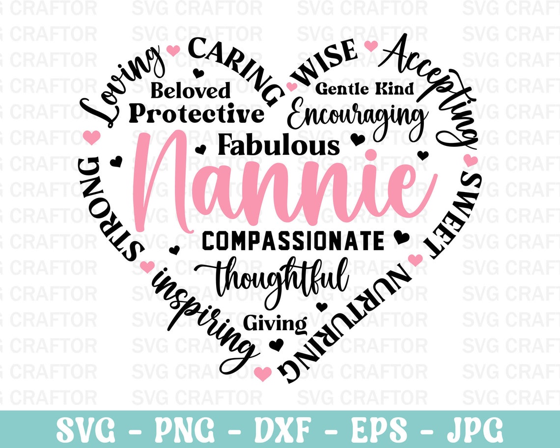 Nannie Heart SVG: Nana Shirt, Grandma Gift (digital Download) - Etsy