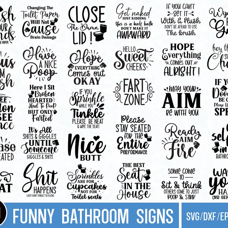 Funny Bathroom Sign Svgs - Etsy