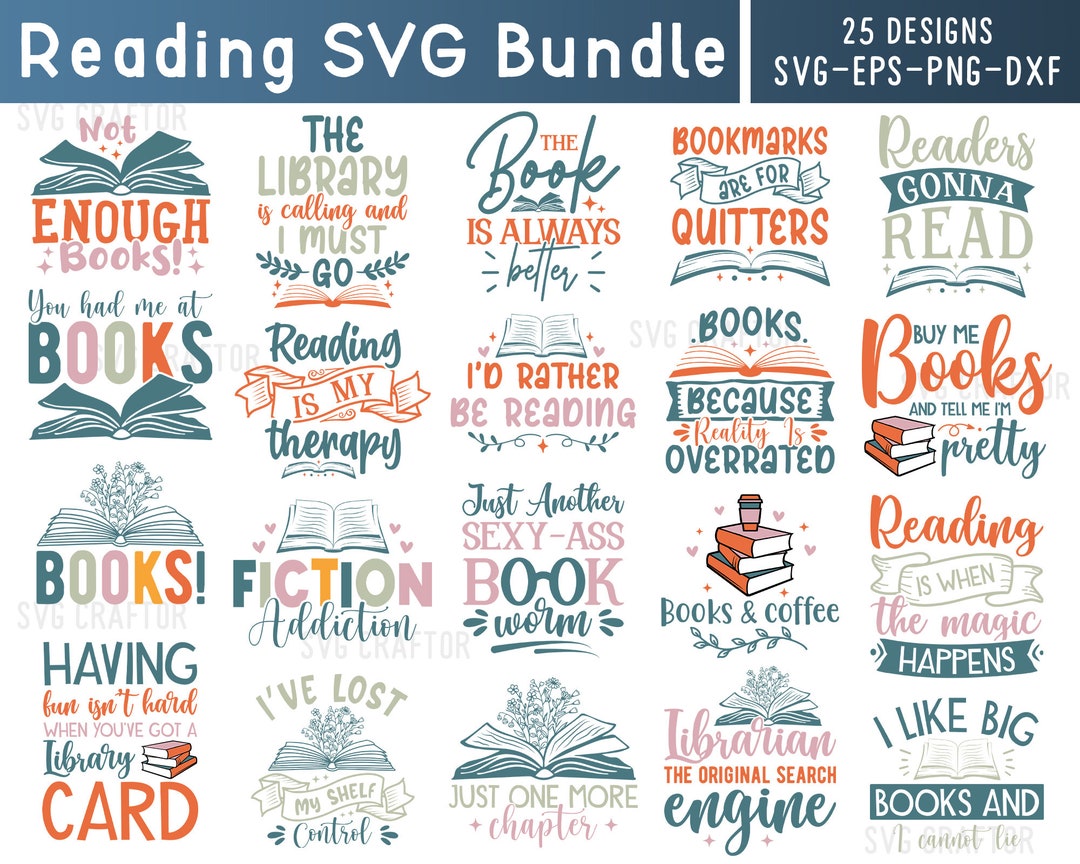 Reading SVG Bundle: Book Lover Shirt Designs (digital Download) - Etsy