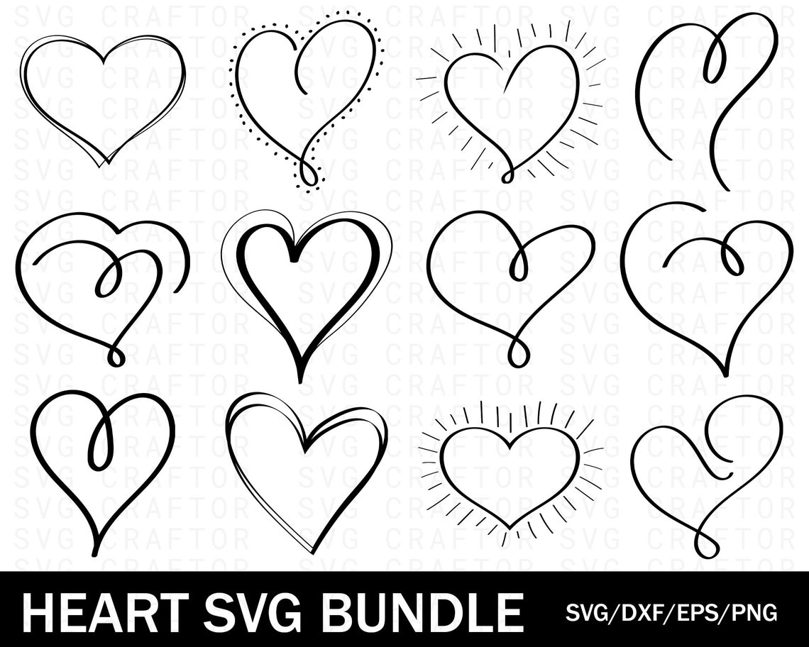 Heart Svg Bundle Heart Svg Hand Drawn Heart Svg Open Heart | Etsy