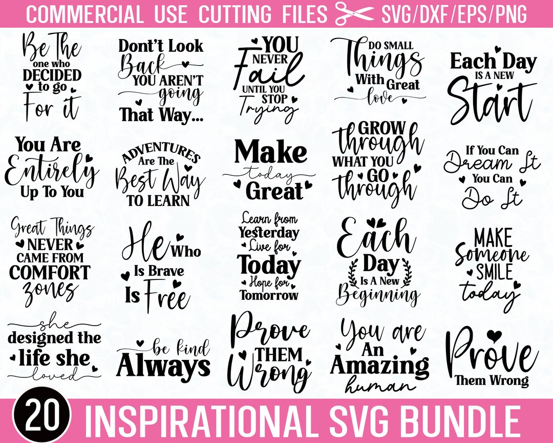 Inspirational Quote SVG Bundle: Commercial Use Cutting Files (digital ...