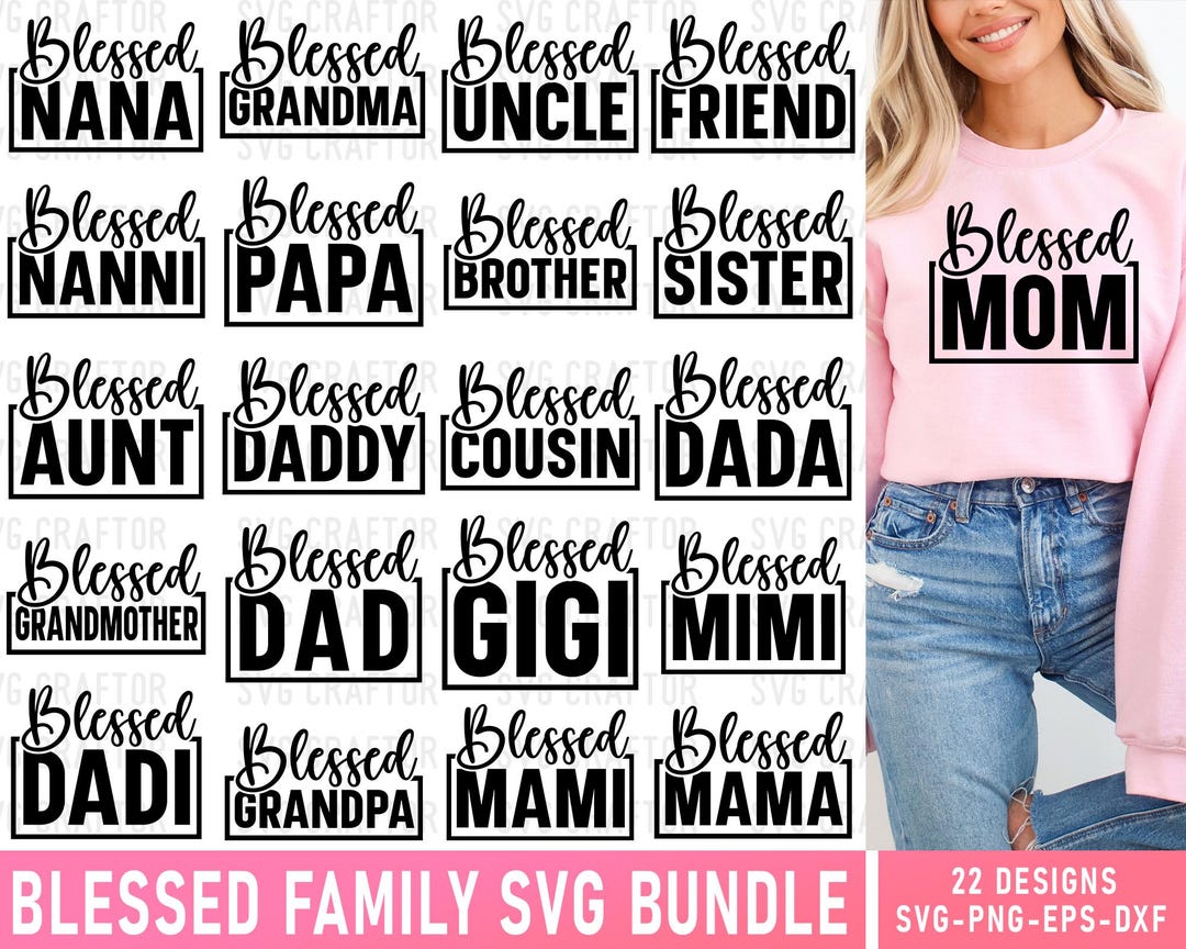 Blessed Family SVG Bundle, Mom, Dad, Grandma, Grandpa (digital Download ...