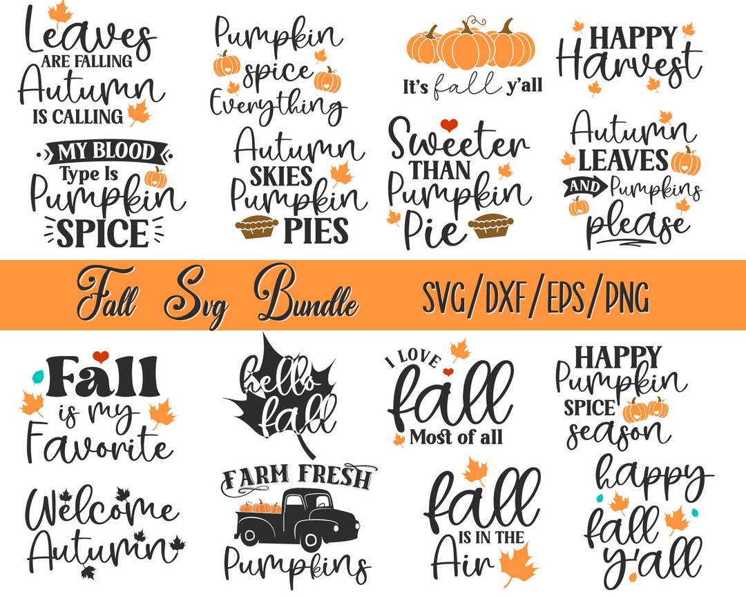 Fall SVG Bundle: Autumn Quotes, Pumpkins (digital Download) - Etsy