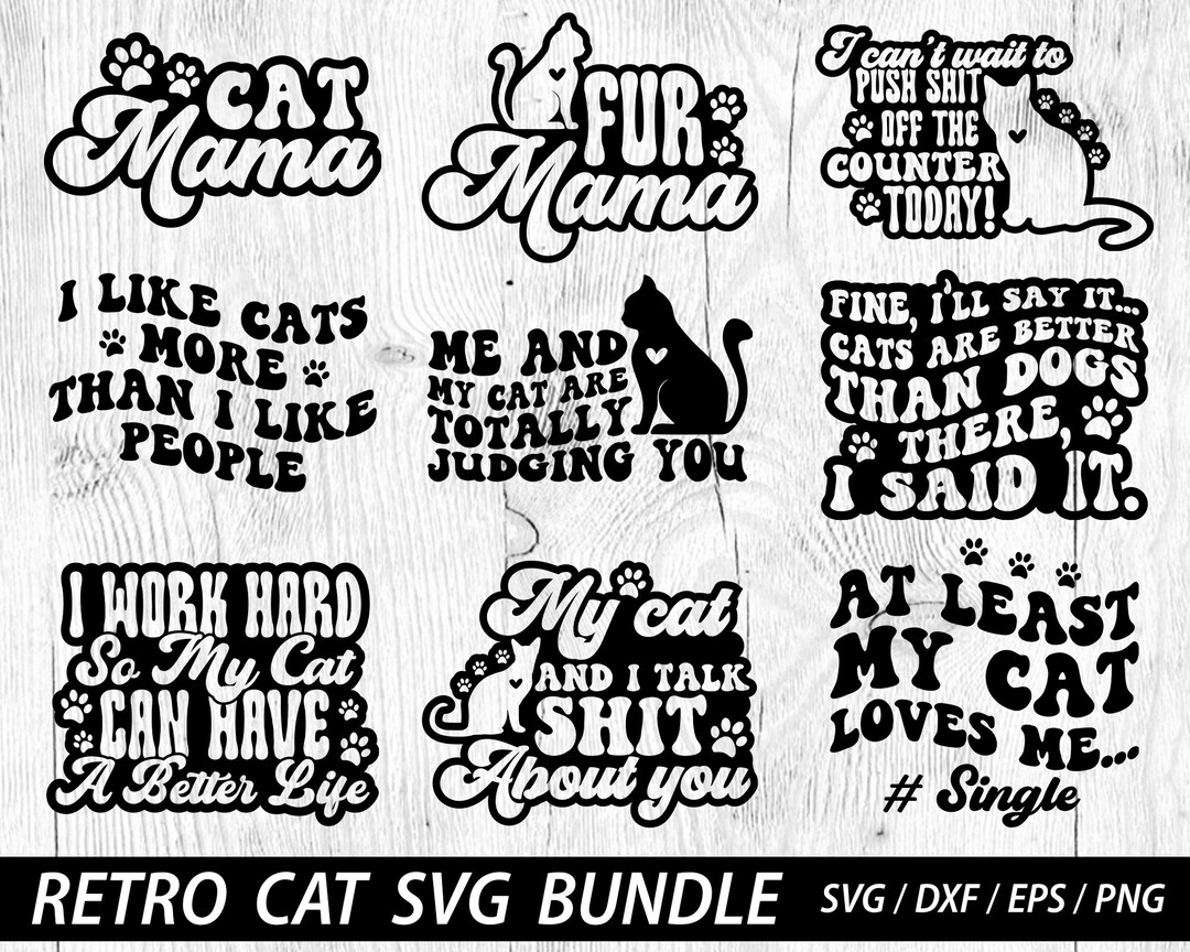 Retro Cat SVG Bundle: Funny Cat Lover Designs (digital Download) - Etsy