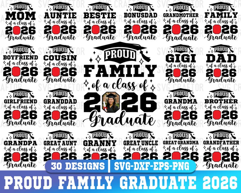 2026 Graduate SVG Bundle: Family Matching Shirt Designs (digital ...
