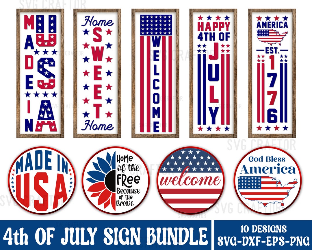4th of July Sign SVG Bundle: Patriotic USA Designs (digital Download ...
