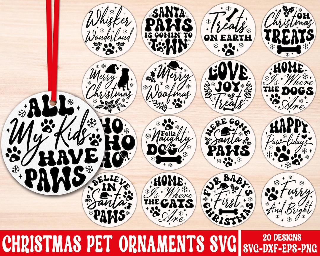 Pet Christmas Ornaments SVG Bundle: Dog & Cat Designs (digital Download ...