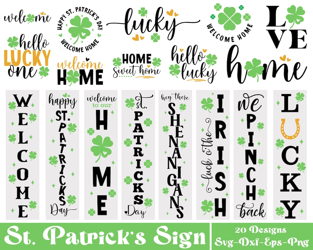 St. Patrick's Day Sign SVG Bundle: Welcome Porch Decor (digital ...