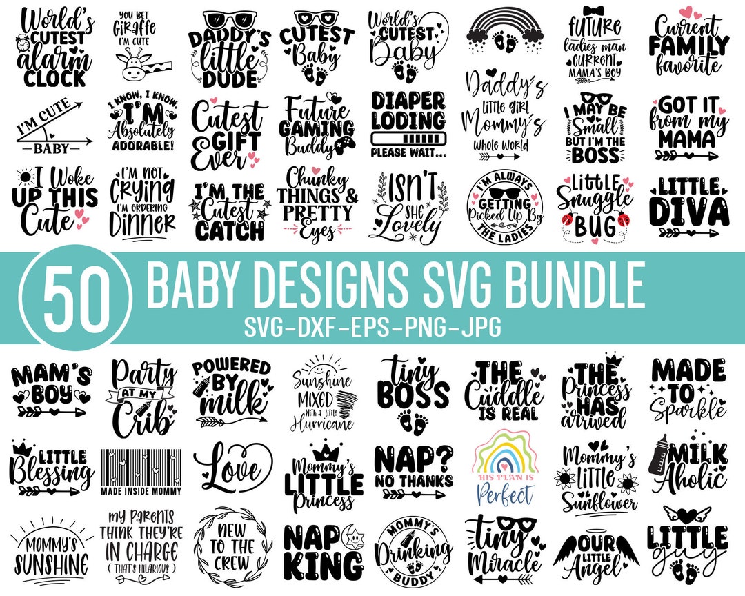 50 Cute Baby SVG Bundle, Baby Shower SVG, Newborn SVG Bundle, Baby ...