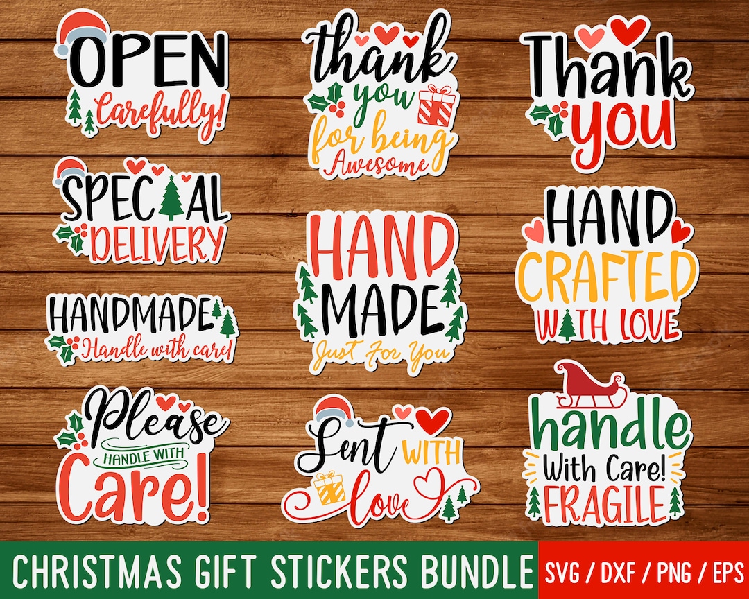 Christmas Gift Sticker PNG Bundle, Christmas Gift Label Sticker ...