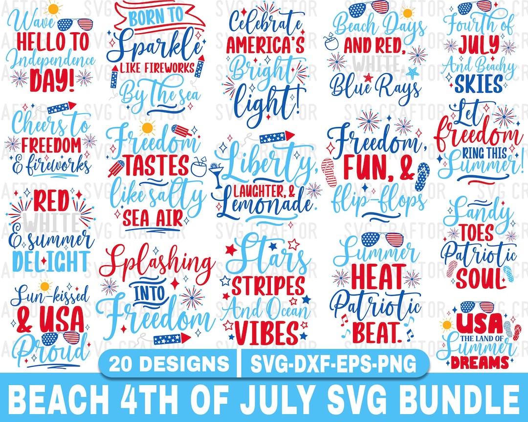 Beach 4th of July SVG Bundle: Patriotic Designs (digital Download) - Etsy