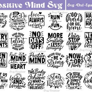 Positive Mind Svg Bundle, Motivational Svg, Inspirational Svg, Positive ...