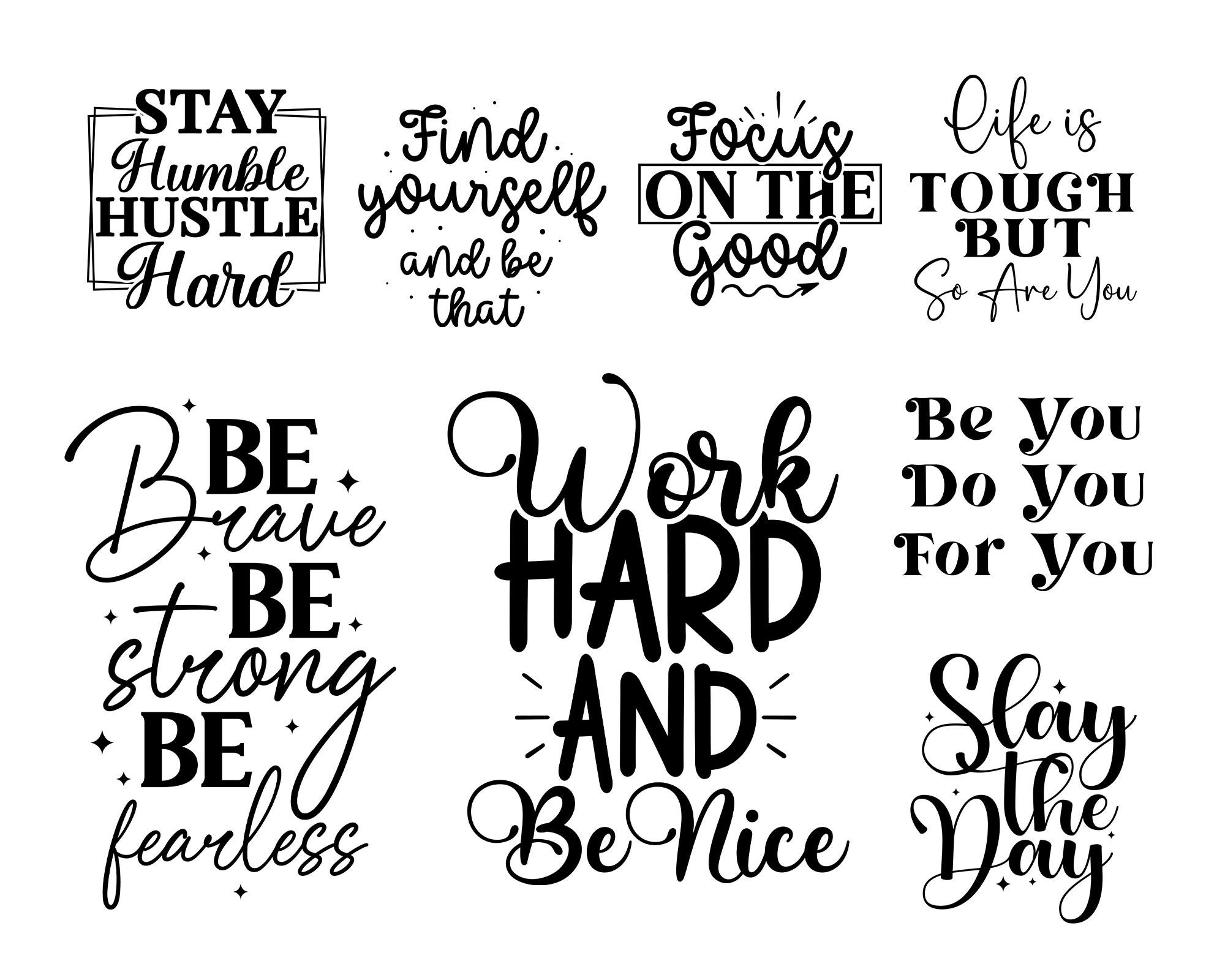 Inspirational Quotes SVG Bundle: Positive Sayings, Hand Lettered ...