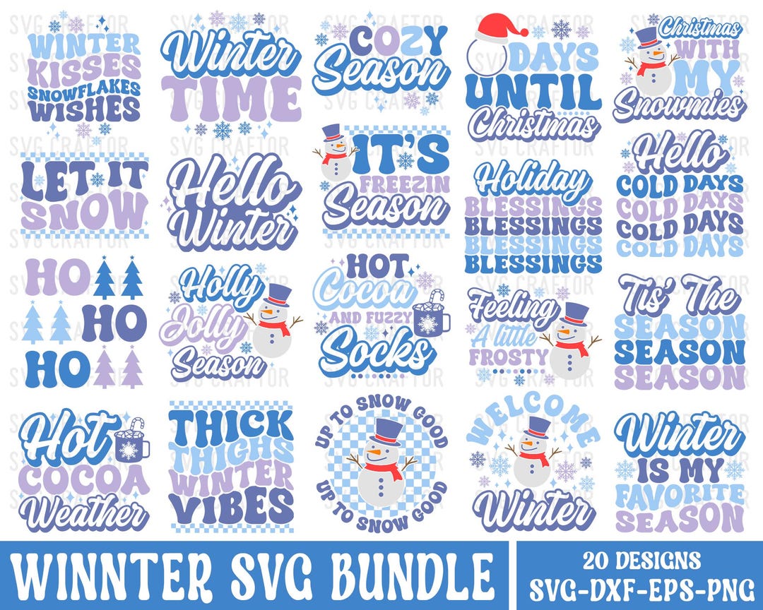 Winter SVG Bundle: Christmas Quotes, Snowman Designs (digital Download ...