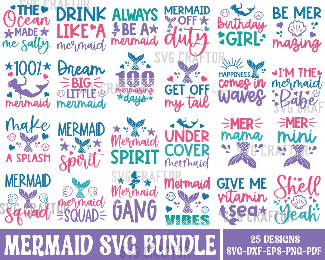 Mermaid SVG Bundle: Summer Clam Shell, Ocean Quotes (digital Files) - Etsy