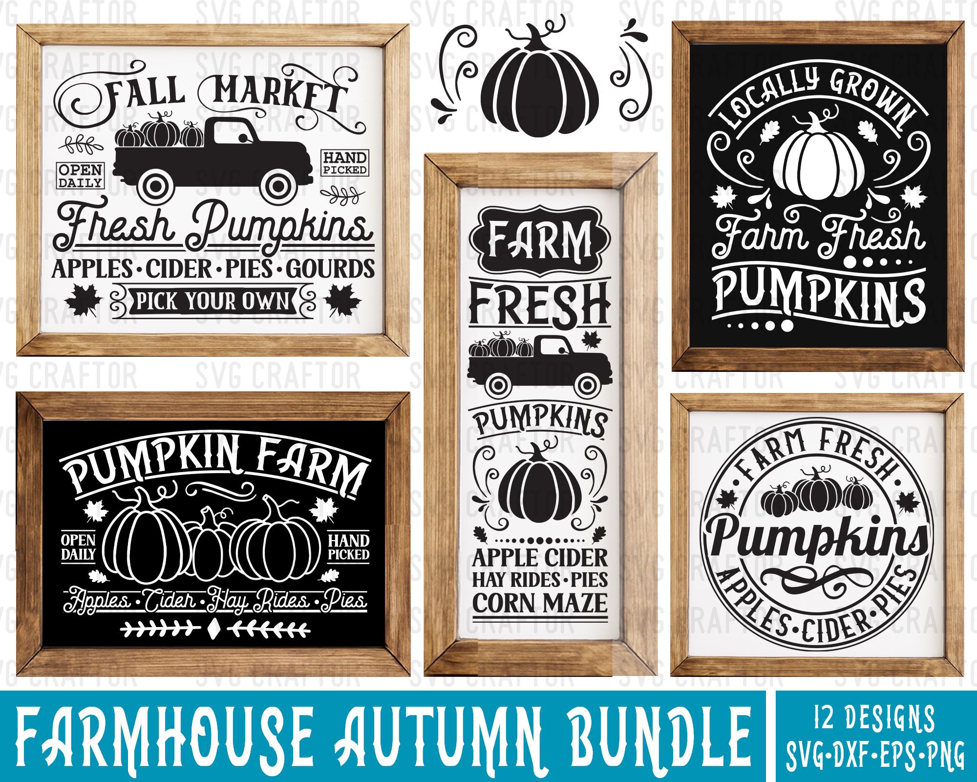 Rustic Fall Farmhouse SVG Bundle: Vintage Autumn Designs (digital ...