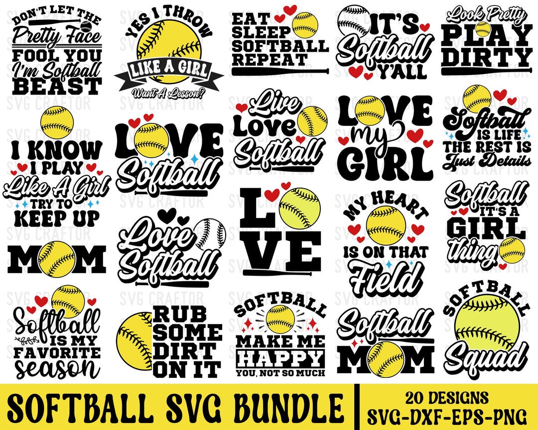Softball SVG Bundle, Softball SVG File, Softball Shirt SVG, Softball ...