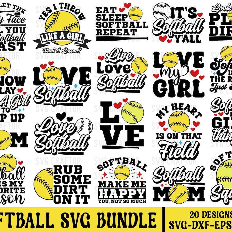 Softball Svg Files - Etsy