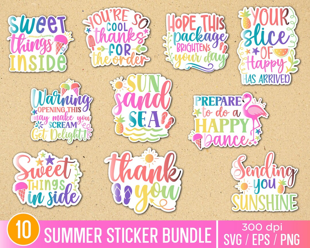Summer Quotes Sticker Bundle: Beach Designs (SVG, PNG, EPS) - Etsy