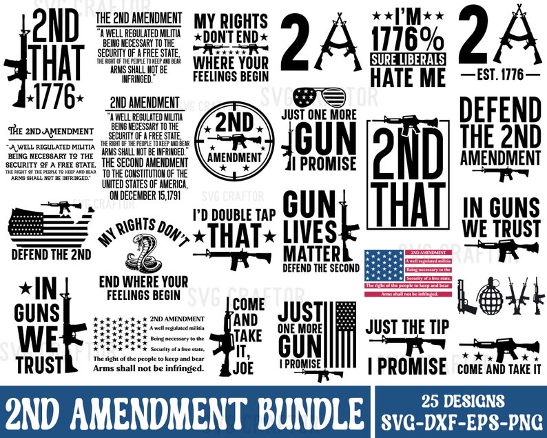 2nd Amendment SVG Bundle: Patriotic American Flag Designs (digital ...