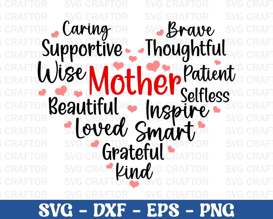 Heart Shape Mother's Day Svg Png Dxf, Mothers Day Svg, Mom Svg, Mom ...