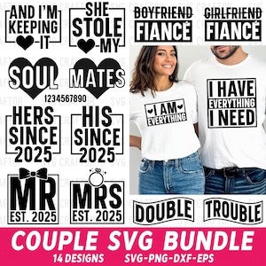 Couple Shirts SVG Bundle: Matching Anniversary Design (digital Download ...
