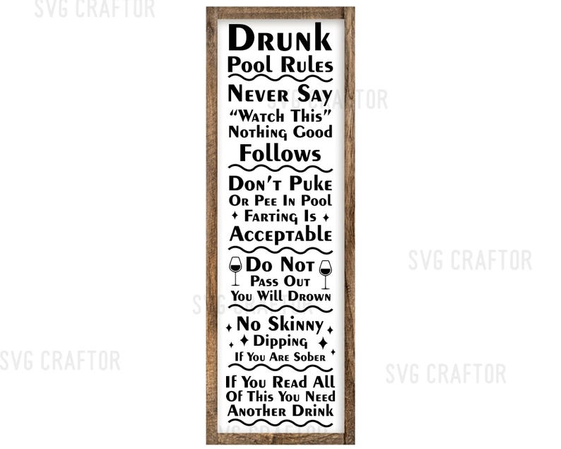 Funny Pool Rules Signs SVG Bundle: Vertical Welcome Signs (digital ...