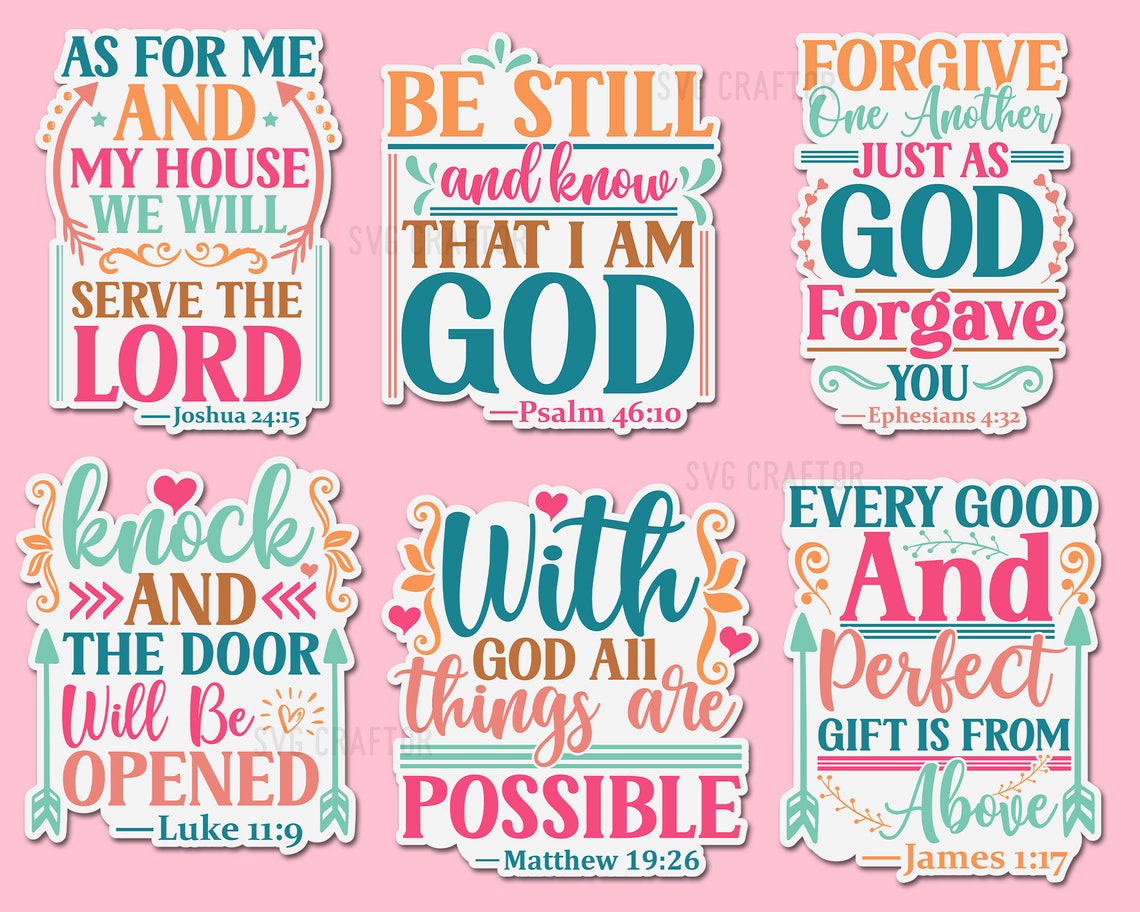 Bible Verse Sticker Bundle, Christian Stickers (svg, Png, Eps, Dxf) - Etsy