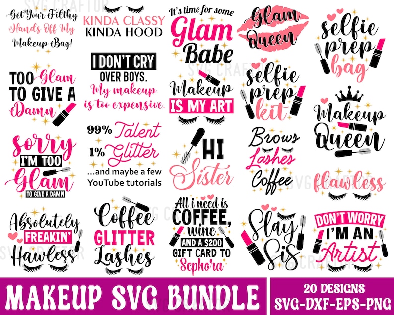Makeup Quotes SVG Bundle: Beauty & Cosmetics Designs (digital Download ...