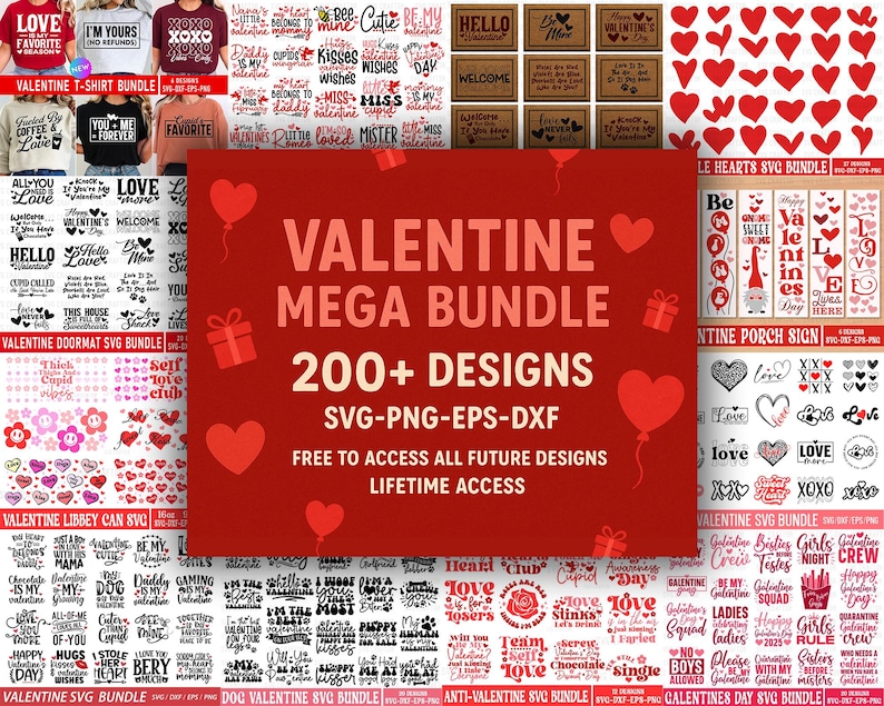 200+ Valentine Mega SVG Bundle, Valentine SVG, Valentine Cut File, SVG ...