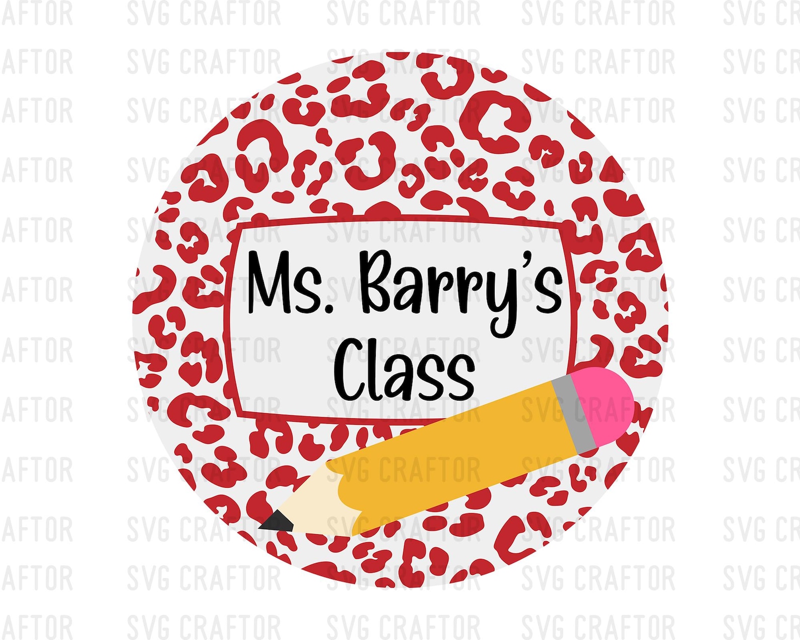 Personalized Teacher Round Sign SVG Bundle, School Door Hanger (digital ...