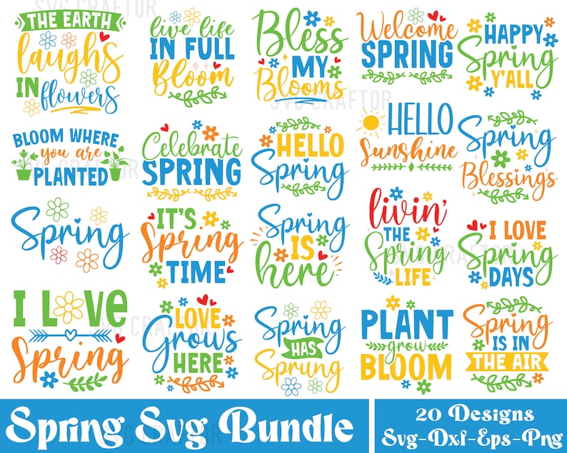 Spring SVG Bundle: Easter, Flowers, Bunny Designs (digital Download) - Etsy