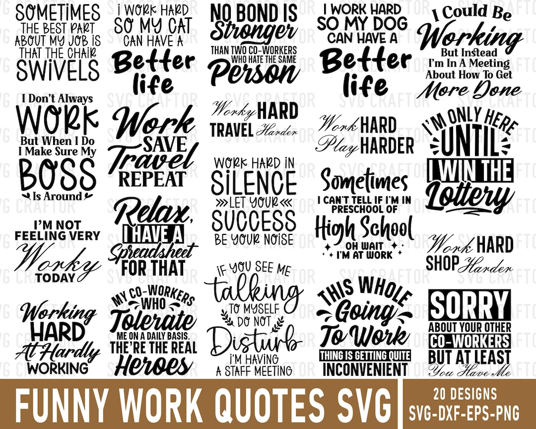 Funny Work Quotes Svg Bundle Office Humor Cut Files Digital Download