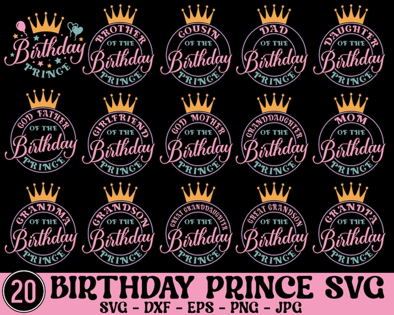 Birthday Prince SVG Bundle: Family Matching Shirts (digital Download ...