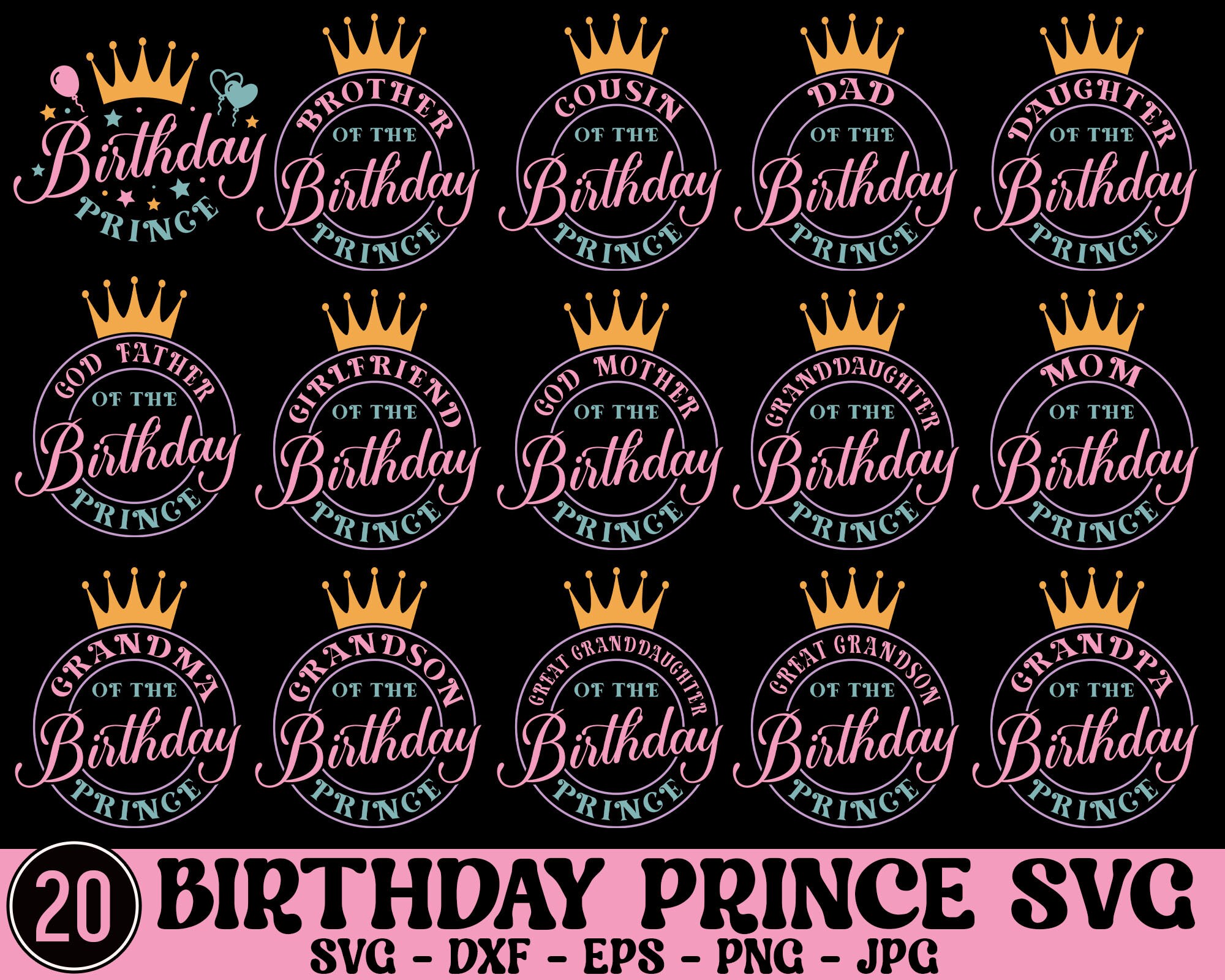 Birthday Prince SVG Bundle: Family Matching Shirts (digital Download ...