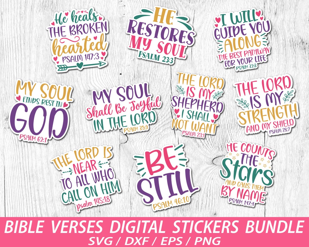 Christian Stickers Bundle Svg, Bible Digital Sticker Svg, Inspirational ...