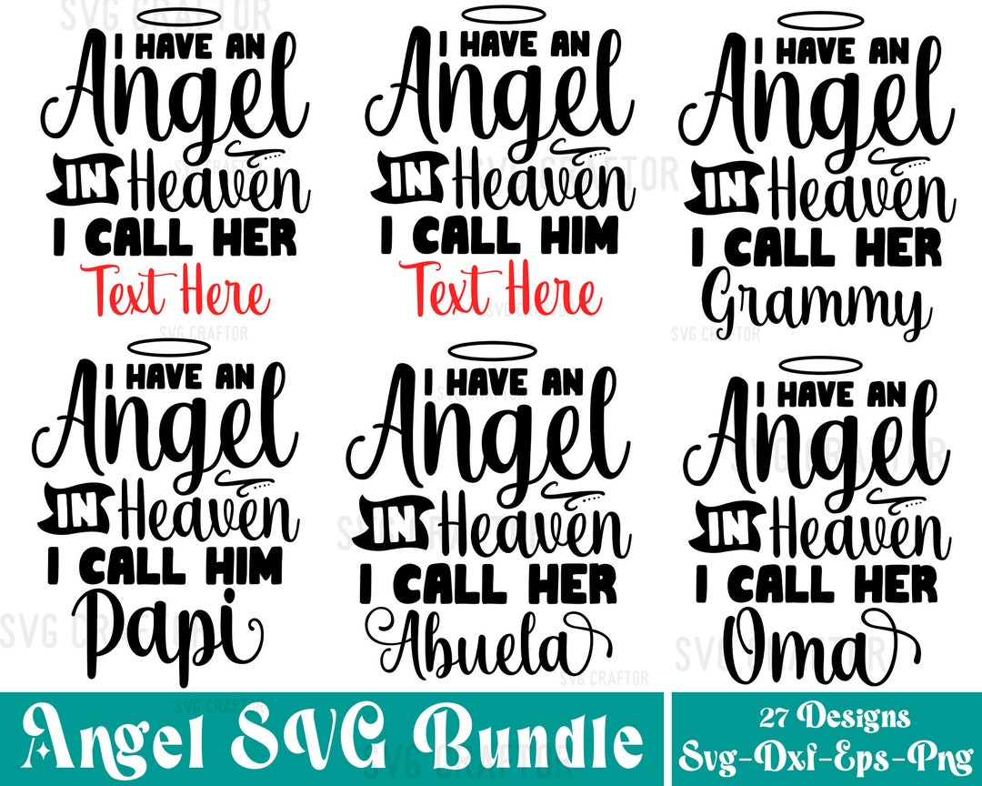 Angel Memorial SVG Bundle: Family Remembrance Cricut Files (digital ...