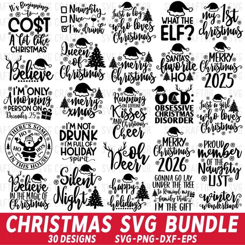 Funny Christmas SVG Bundle: T-shirt Designs (digital Download) Cricut ...