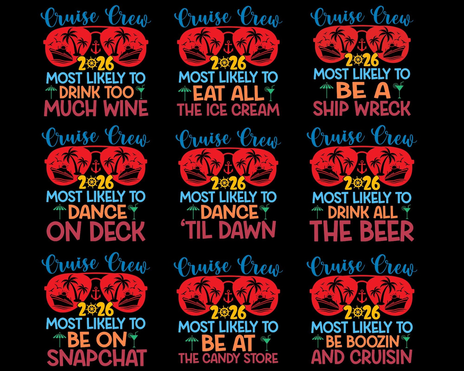 Cruise Crew 2026 SVG Bundle: Family Matching Shirt Designs (digital ...