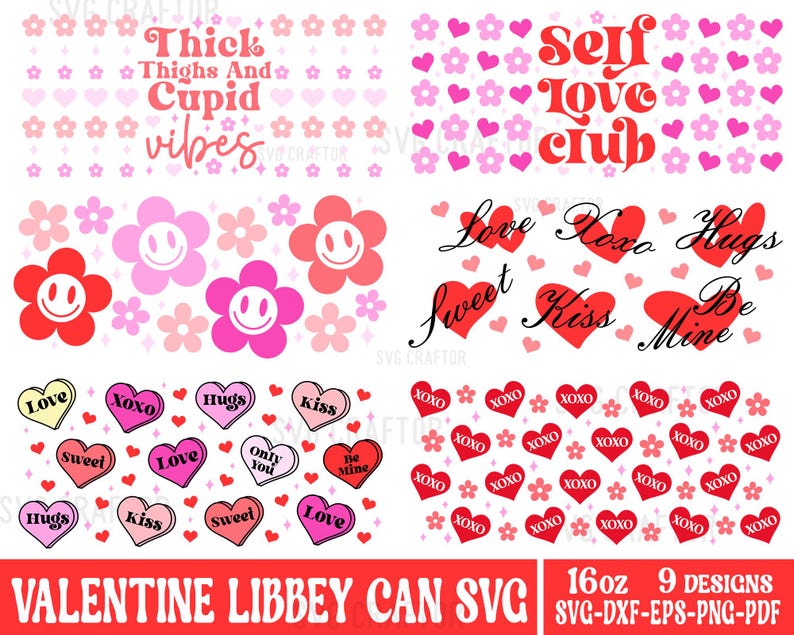 Valentine Libbey Glass Wrap SVG Bundle (digital Download) - Etsy